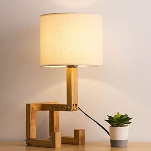 HAITRAL Bedroom Table Lamp - Fun Desk Lamps with Wooden Base Unique Table Lamps for Kids Room, Living Room, Bedroom, Office, Reading Room