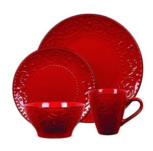 lorren home trends lh526 dinnerware set for entertaining, one size, red