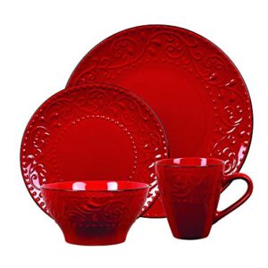 Lorren Home Trends LH526 Dinnerware Set for Entertaining, One Size, Red