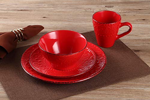 Lorren Home Trends LH526 Dinnerware Set for Entertaining, One Size, Red