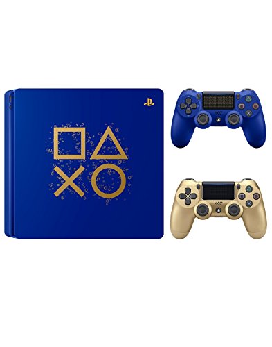 Playstation 4 Days of Play Limited Edition 1TB Slim Console with Extra Gold Dualshock 4 Wireless Controller Bundle