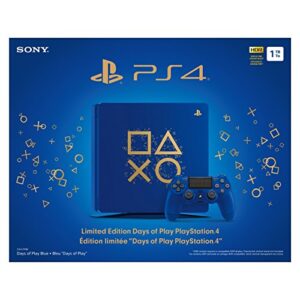 Playstation 4 Days of Play Limited Edition 1TB Slim Console with Extra Gold Dualshock 4 Wireless Controller Bundle