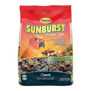 higgins sunburst conure bird food, gourmet blend with fruits & veggies, 3 lb. bag fast delivery, by just jak's pet market