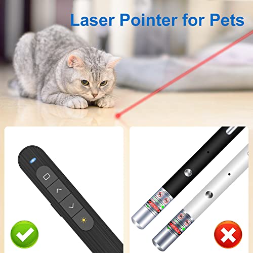 KTPYRP Presentation Clicker, PowerPoint Clickers, Wireless Presenter Remote, RF 2.4G Hz 100FT USB PPT Slide Remote Control with Clip for Presentations, Pet Cat Dog Lazer Pointer for Laptop