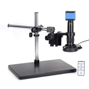 hayear 16mp hdmi microscope camera kit for industry lab pcb usb output tf card video recorder +180x c-mount lens + big stereo stand +144 led light