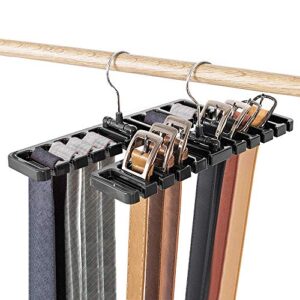 2 pcs belts rack, storage organizer, hanger, holder - closet tie racks hangers sturdy for men women, black