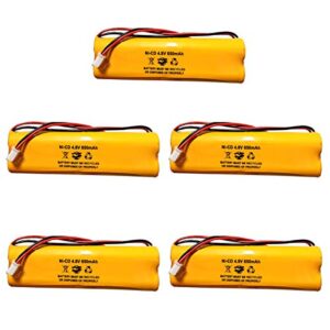 (5 pack) unitech dual-lite 0120859 ni-cd aa 650mah all fit e1021r lithonia d-aa650bx4 4.8v ejw-ni-cad 800mah byd d-aa650b-4 exit sign emergency light nicad battery pack replacement