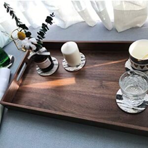 MAGIGO 22 x 14 Inches Large Rectangle Black Walnut Wood Ottoman Tray with Handles, Serve Tea, Coffee, Classic Wooden Decorative Serving Tray