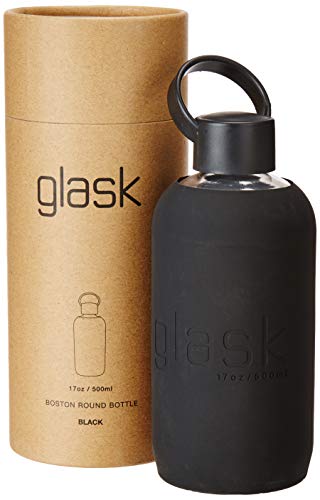 Glask drinking bottle 17 oz/ 500 mml glass BPA free drink bottle (Matt Black)