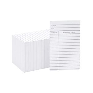 250-pack blank library cards for school book checkouts, cds, dvds, vinyl records, classroom supplies, record keeping, tracking, organizing, storage, vintage-style, white (3x5 in)