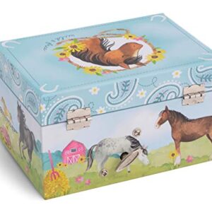 Jewelkeeper Girl's Musical Jewelry Storage Box with Spinning Horse, Barn Design, Home on The Range Tune