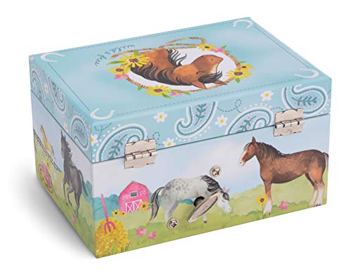 Jewelkeeper Girl's Musical Jewelry Storage Box with Spinning Horse, Barn Design, Home on The Range Tune