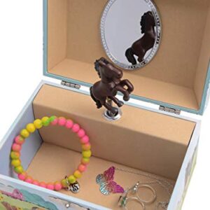 Jewelkeeper Girl's Musical Jewelry Storage Box with Spinning Horse, Barn Design, Home on The Range Tune