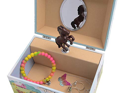 Jewelkeeper Girl's Musical Jewelry Storage Box with Spinning Horse, Barn Design, Home on The Range Tune