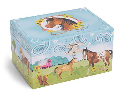 Jewelkeeper Girl's Musical Jewelry Storage Box with Spinning Horse, Barn Design, Home on The Range Tune