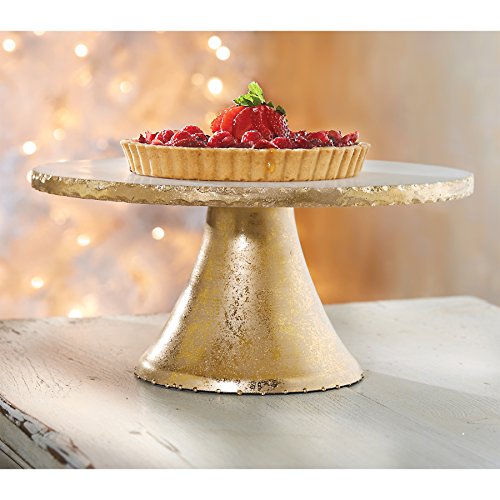 Mud Pie Marble Pedestal Cake Serving Stand, Gold