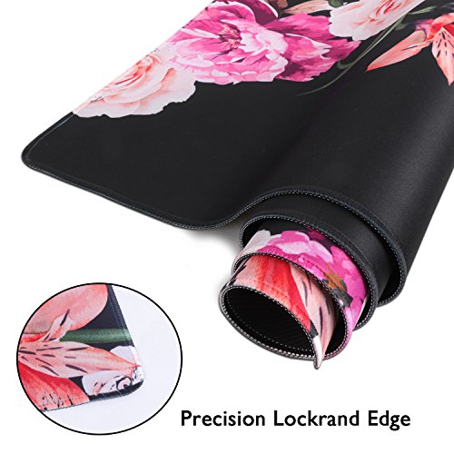 iLeadon Large GamingNon-Slip Rubber Base Computer Premium-Textured & Waterproof Mouse Pad for Desk, 35.1 x 15.75-inch 2.5mm Thick, Peony Flower