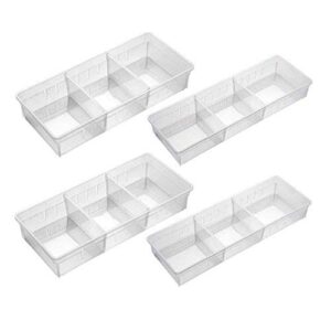 Chris.W Desk Drawer Organizer Tray with Adjustable Dividers, Multi-Drawers for Makeups, Utensil, Pens, Flatware and Junks - Set of 4 (2 Large + 2 Small) 10.24 Inch Length