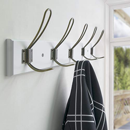 Arks Royal Black Big Rustic Hook Double Coat Hangers Decorative Holder Heavy Duty Metal Storage Organizer, Four Screws Wall Mounted Wire Hooks, Great for for Garage/Bathroom/Living Rooms, 5 Pieces