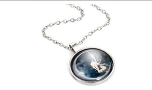 paweena Fairy on The Moon Photo Cabochon Glass Silver Chain Pendant Necklace Jewelry New