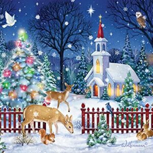 Peaceful Night Boxed Christmas Cards - 15 Cards & 16 Foil Lined Envelopes