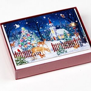 Peaceful Night Boxed Christmas Cards - 15 Cards & 16 Foil Lined Envelopes