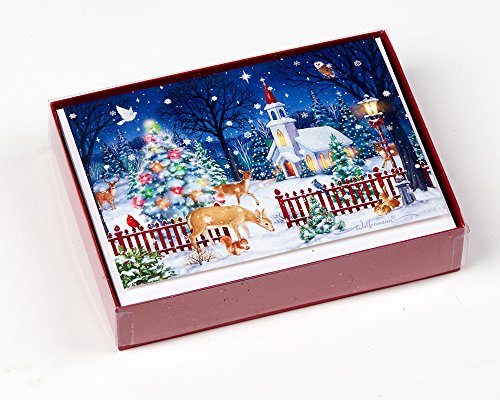 Peaceful Night Boxed Christmas Cards - 15 Cards & 16 Foil Lined Envelopes