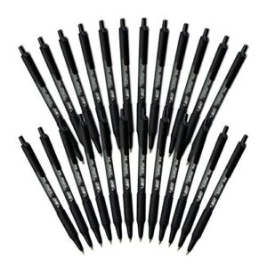 bic soft feel retractable ball point pen, fine point, black ink (24-count, black, fine point)