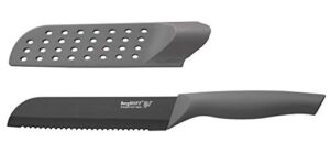 berghoff essentials stainless steel non-stick blade bread knife 6" grey ergonomically designed handle pp fitted protective sleeve multifunctional knife pp soft-grip sharp serrated blade