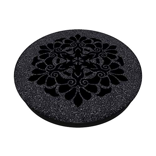 Cute Black Mandala Oriental Mystic Floral Phone Holder PopSockets PopGrip: Swappable Grip for Phones & Tablets