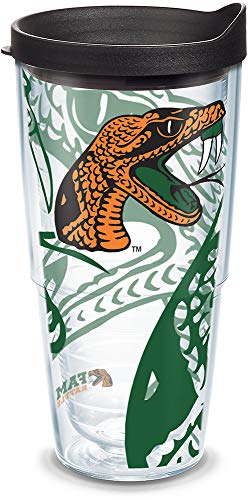 Tervis Florida A&M Rattlers Insulated Tumbler with Wrap and Black Lid, 24oz, Clear