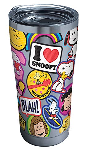 Tervis Triple Walled Peanuts - Sticker Collage Insulated Tumbler Cup Keeps Drinks Cold & Hot, 20oz, Stainless Steel