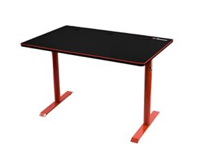 arozzi arena leggero gaming and office desk with full surface water resistant desk mat custom monitor mount cable management cut outs under the desk cable management netting - red