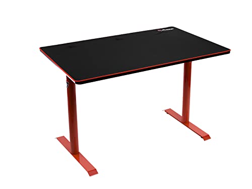 Arozzi Arena Leggero Gaming and Office Desk with Full Surface Water Resistant Desk Mat Custom Monitor Mount Cable Management Cut Outs Under The Desk Cable Management Netting - Red