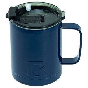 RTIC Coffee Mug, 12 oz, Navy, Insulated Travel Stainless Steel, Hot Or Cold Drinks, with Handle & Splash Proof Lid