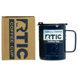 RTIC Coffee Mug, 12 oz, Navy, Insulated Travel Stainless Steel, Hot Or Cold Drinks, with Handle & Splash Proof Lid