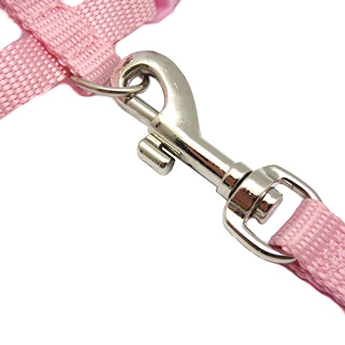 Rabbit Bunny Harness with Leash Adjustable Soft Nylon Harness Rabbit Vest Harness Lead Leash Pink Blue Lead Leash All Season for Small Animals (Pink)