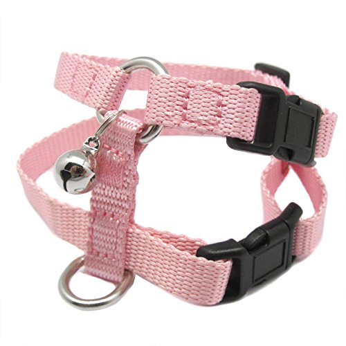 Rabbit Bunny Harness with Leash Adjustable Soft Nylon Harness Rabbit Vest Harness Lead Leash Pink Blue Lead Leash All Season for Small Animals (Pink)