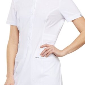 Cherokee Infinity Women Scrubs Dress 39" Button Front CK510A, S, White