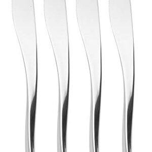 nambe - Flatware Collection - Anna Steak Knives - Set of 4 - Made with Stainless Steel - Sharp Knives Set - Dinner Knifes - Sturdy And Easy To Clean - Dishwasher Safe - Designed by Lou Henry