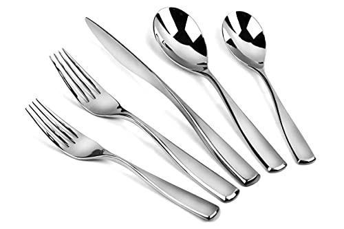 nambe - Flatware Collection - Anna Steak Knives - Set of 4 - Made with Stainless Steel - Sharp Knives Set - Dinner Knifes - Sturdy And Easy To Clean - Dishwasher Safe - Designed by Lou Henry