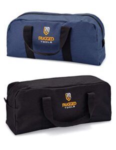 rugged tools tool bag combo - includes 1 small & 1 medium toolbag - organizer tote bags for electrician, plumbing, gardening, hvac & more