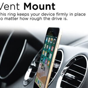 Aduro Phone Ring Holder [3-in-1] - Phone Ring, Phone Stand, Phone Car Vent Mount, Finger Grip Phone Holder for All iPhone, Samsung Galaxy (Black)