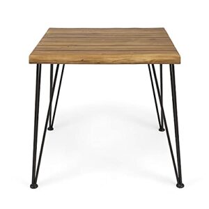 Christopher Knight Home Audrey Indoor Industrial Acacia Wood Dining Table, Teak Finish, Rustic Metal