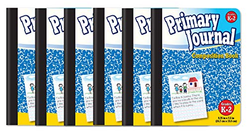 Primary Journal, Hardcover, Primary Composition Book Notebook - Grades K-2, 100 Sheet, One Subject, 9.75" x 7.5", Blue Cover-6 Pack