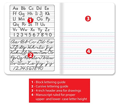 Primary Journal, Hardcover, Primary Composition Book Notebook - Grades K-2, 100 Sheet, One Subject, 9.75" x 7.5", Blue Cover-6 Pack