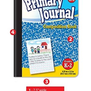 Primary Journal, Hardcover, Primary Composition Book Notebook - Grades K-2, 100 Sheet, One Subject, 9.75" x 7.5", Blue Cover-6 Pack