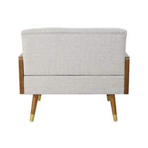 Christopher Knight Home Greta Mid Century Modern Fabric Club Chair, Beige, Dark Walnut 30.5D x 37.75W x 33H in