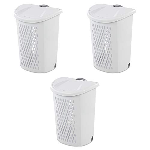 Sterilite Laundry Hamper, 2 Bushel, White , Pack of 3