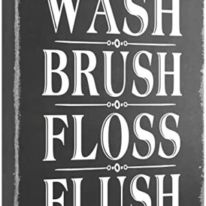 Barnyard Designs Wash Brush Floss Flush Box Sign Rustic Primitive Farmhouse Country Bathroom Home Decor Sign 10” x 8”